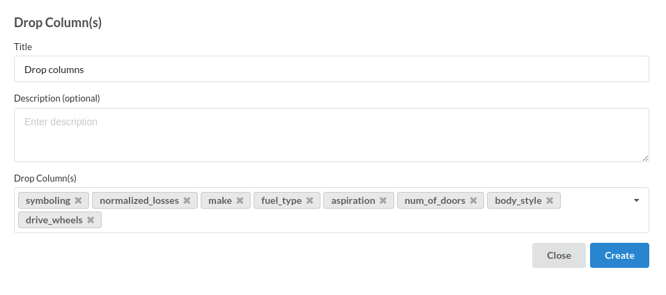 Drop Column(s) | Xceed Analytics Documentation