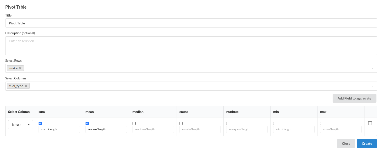 Pivot Table | Xceed Analytics Documentation