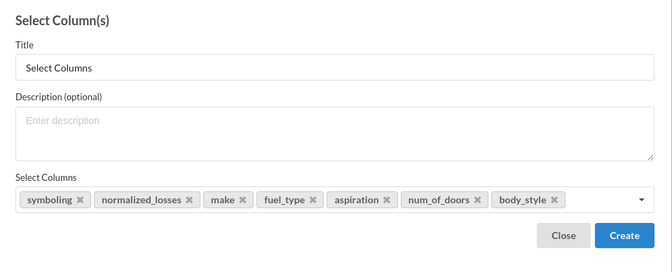 Select Columns Xceed Analytics Documentation